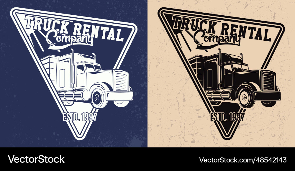 Vintage truck service emblem design Royalty Free Vector
