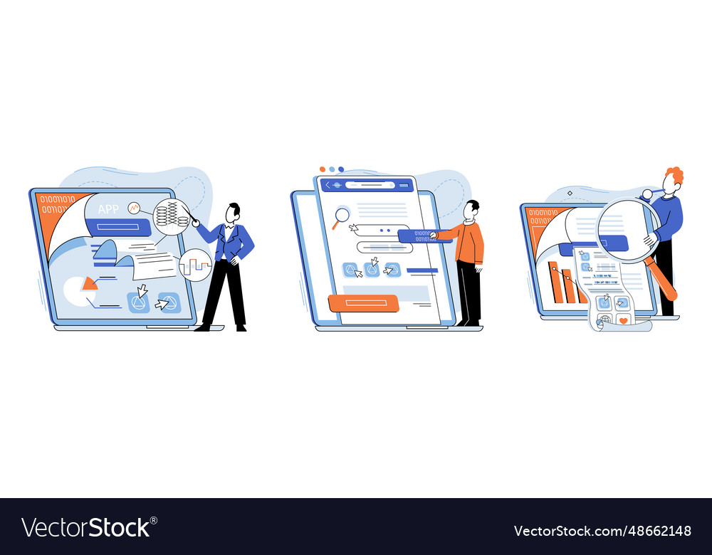 Application testing metaphor software Royalty Free Vector Application testing metaphor software Royalty Free Vector