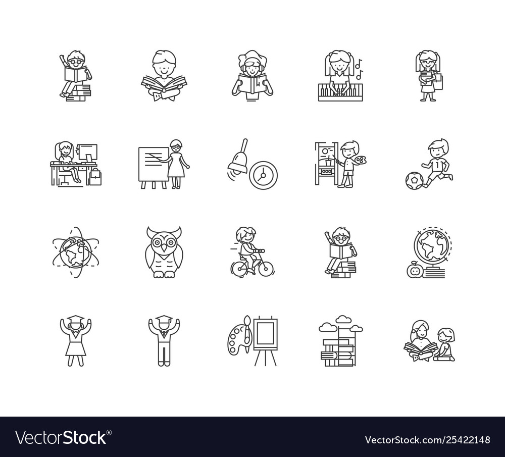 Child development centre line icons signs Vector Image