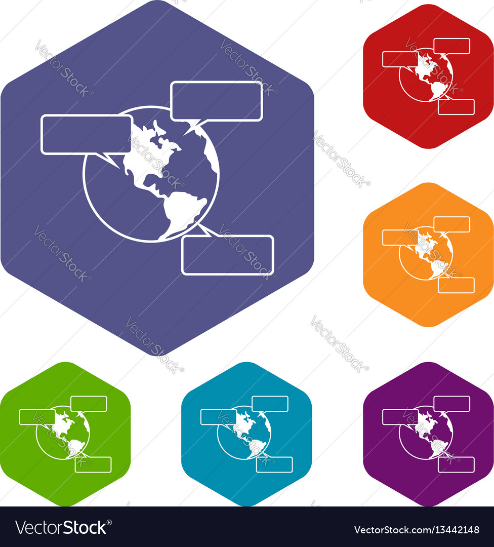 Globe and empty speech bubbles icons set Vector Image Globe and empty speech bubbles icons set Vector Image