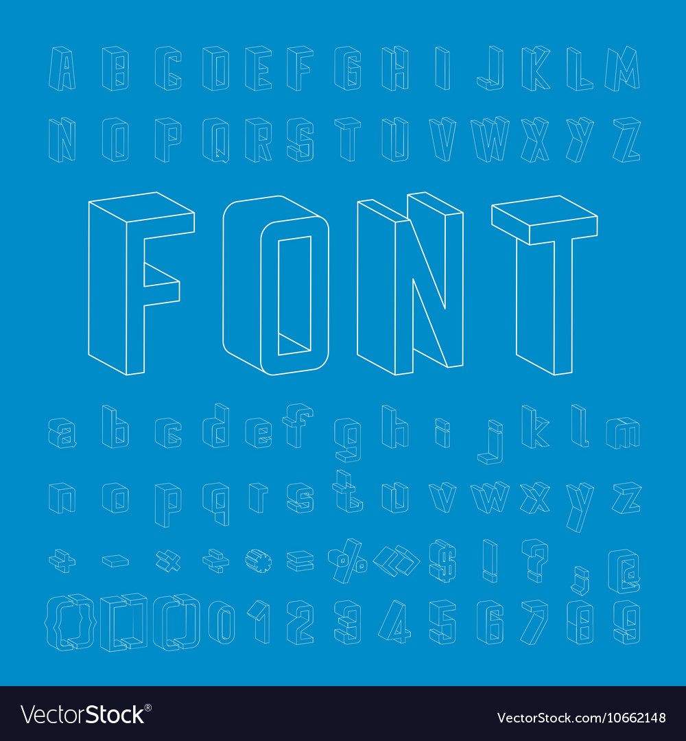 Line framework font 3d design Royalty Free Vector Image