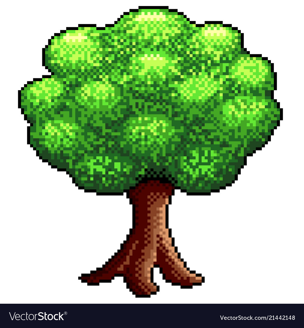 Pixel big tree isolated Royalty Free Vector Image