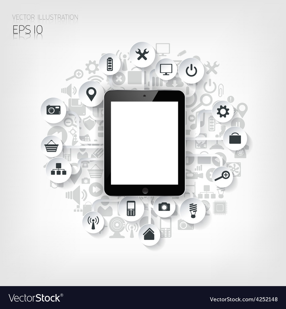 Realistic detalized flat tablet with application Vector Image