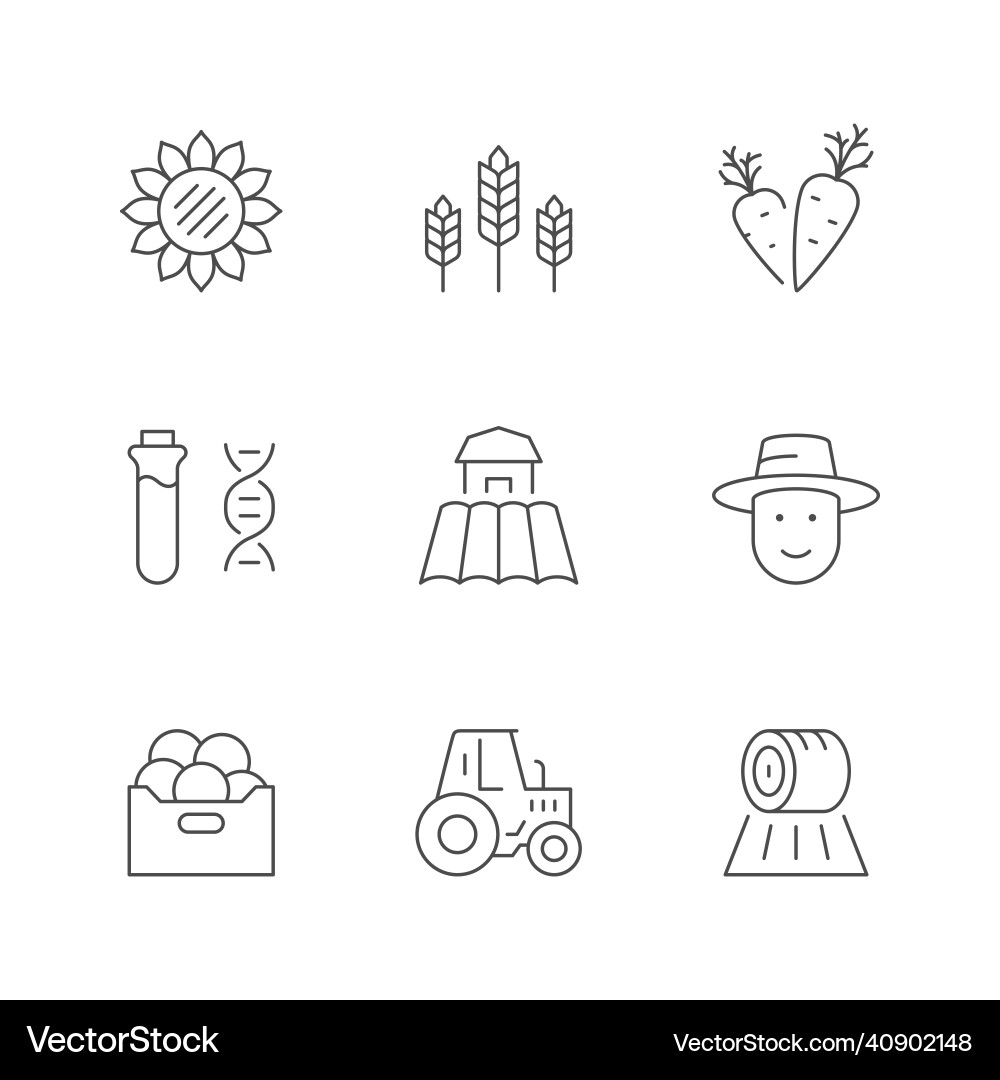 Set line icons of farming Royalty Free Vector Image