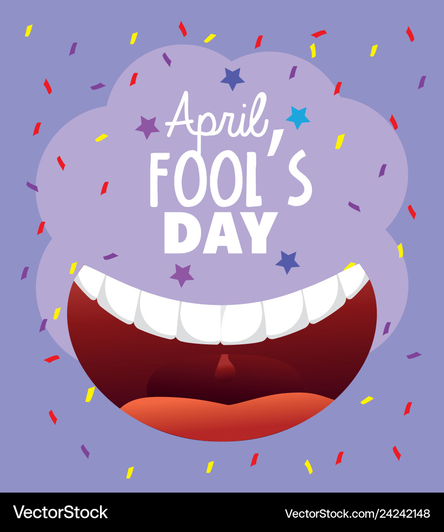 Smile mouth with teeth to fools day Royalty Free Vector
