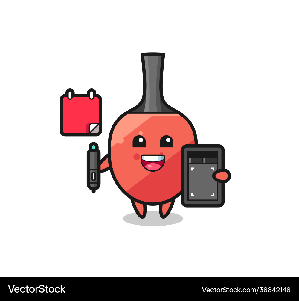 Table tennis racket mascot as a graphic designer Vector Image