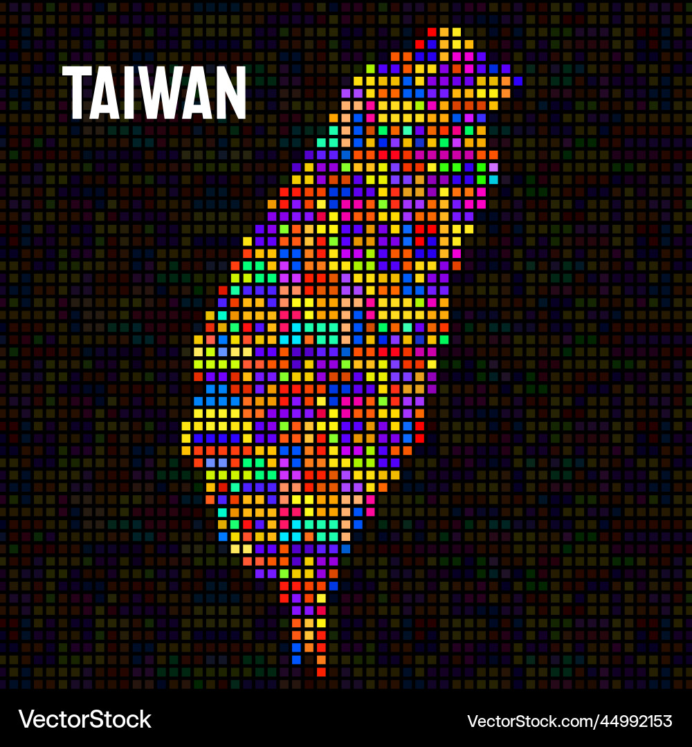 Abstract map of taiwan colorful pixels Royalty Free Vector