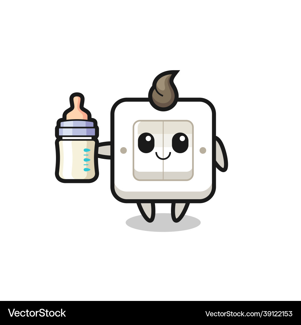 Baby light switch cartoon character with milk Vector Image
