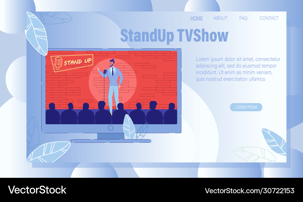 Comedy stand up tv show announcing landing page Vector Image
