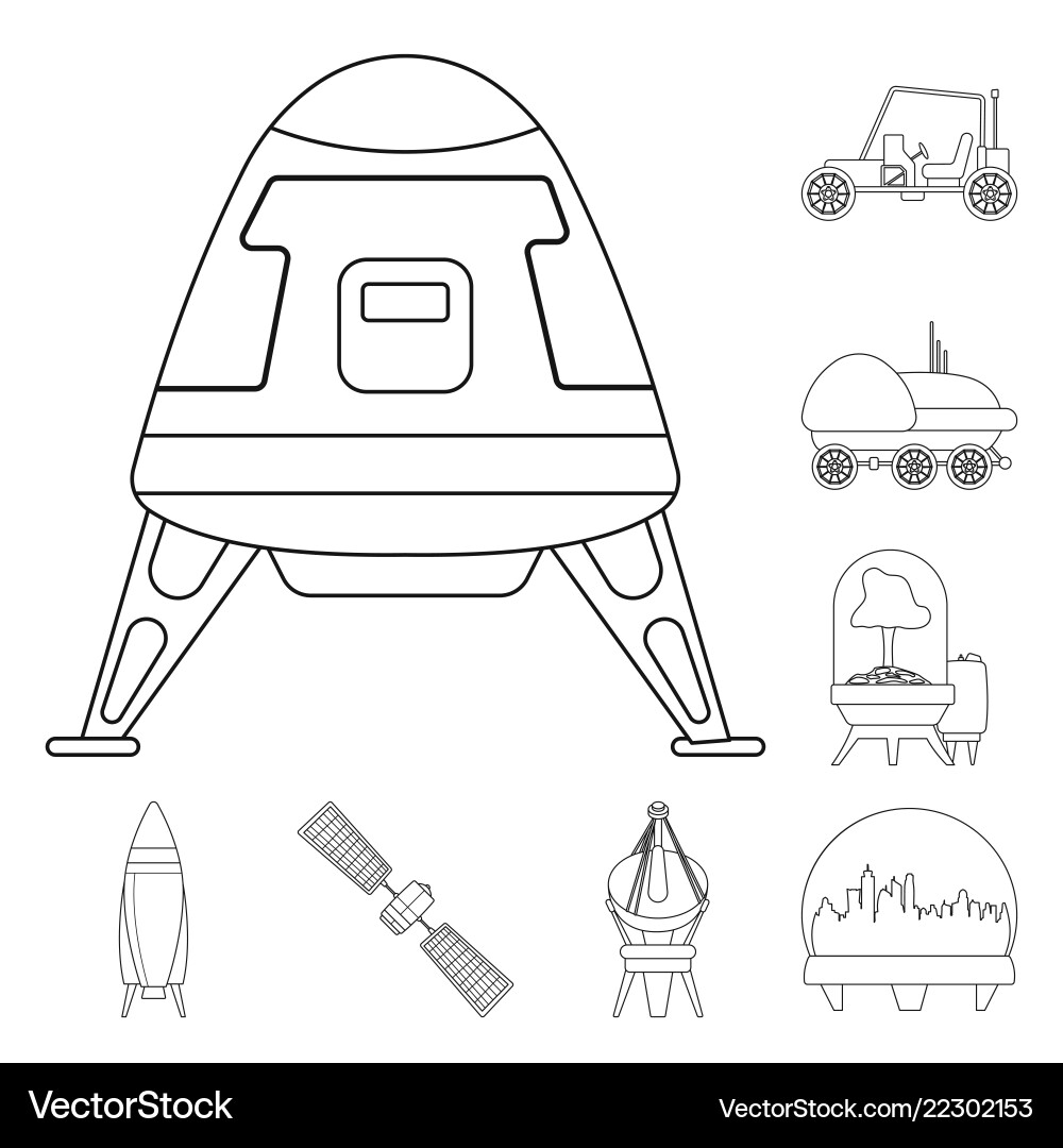 Design of mars and space sign set Royalty Free Vector Image