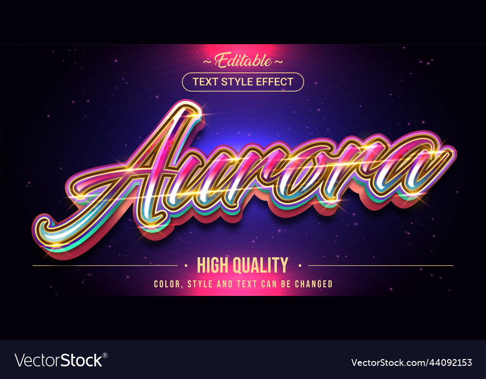 Editable text style effect - aurora Royalty Free Vector