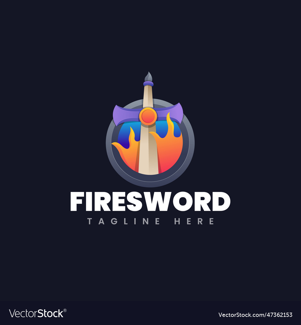 Fire sword logo template design Royalty Free Vector Image