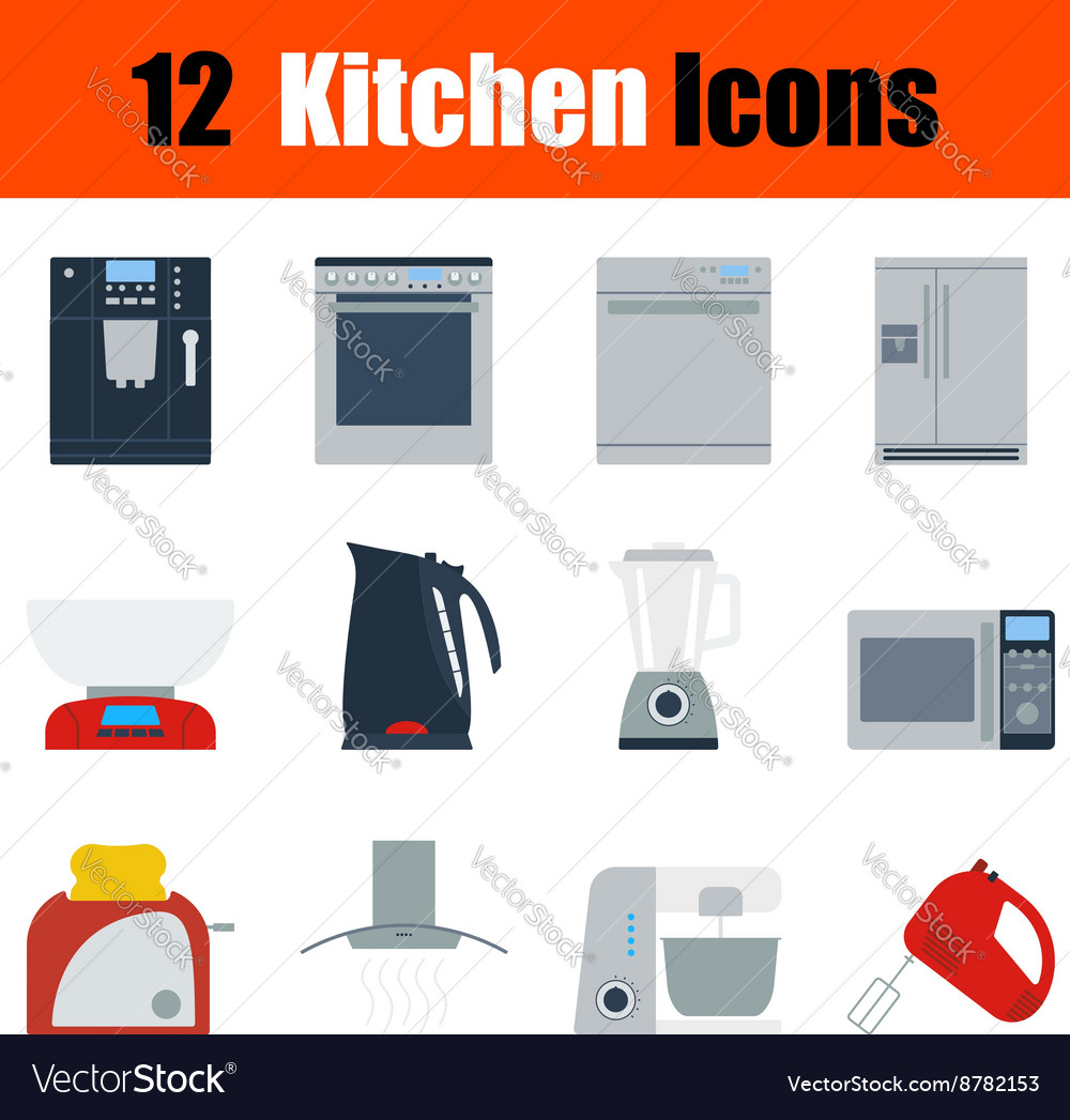 Flat design kitchen icon set Royalty Free Vector Image