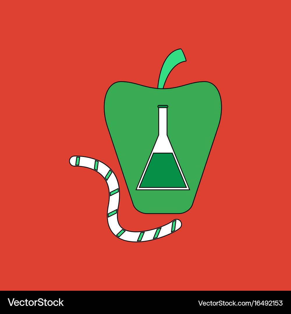 Flat icon design collection test-tube in apple Vector Image