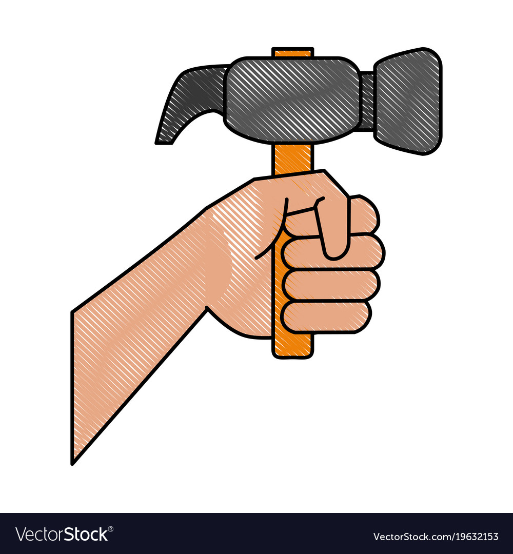 Hand with hammer Royalty Free Vector Image - VectorStock