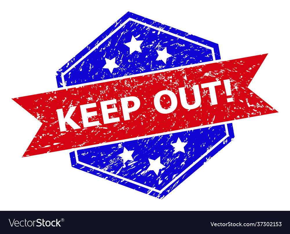 Hexagonal bicolor keep out exclamation seal Vector Image