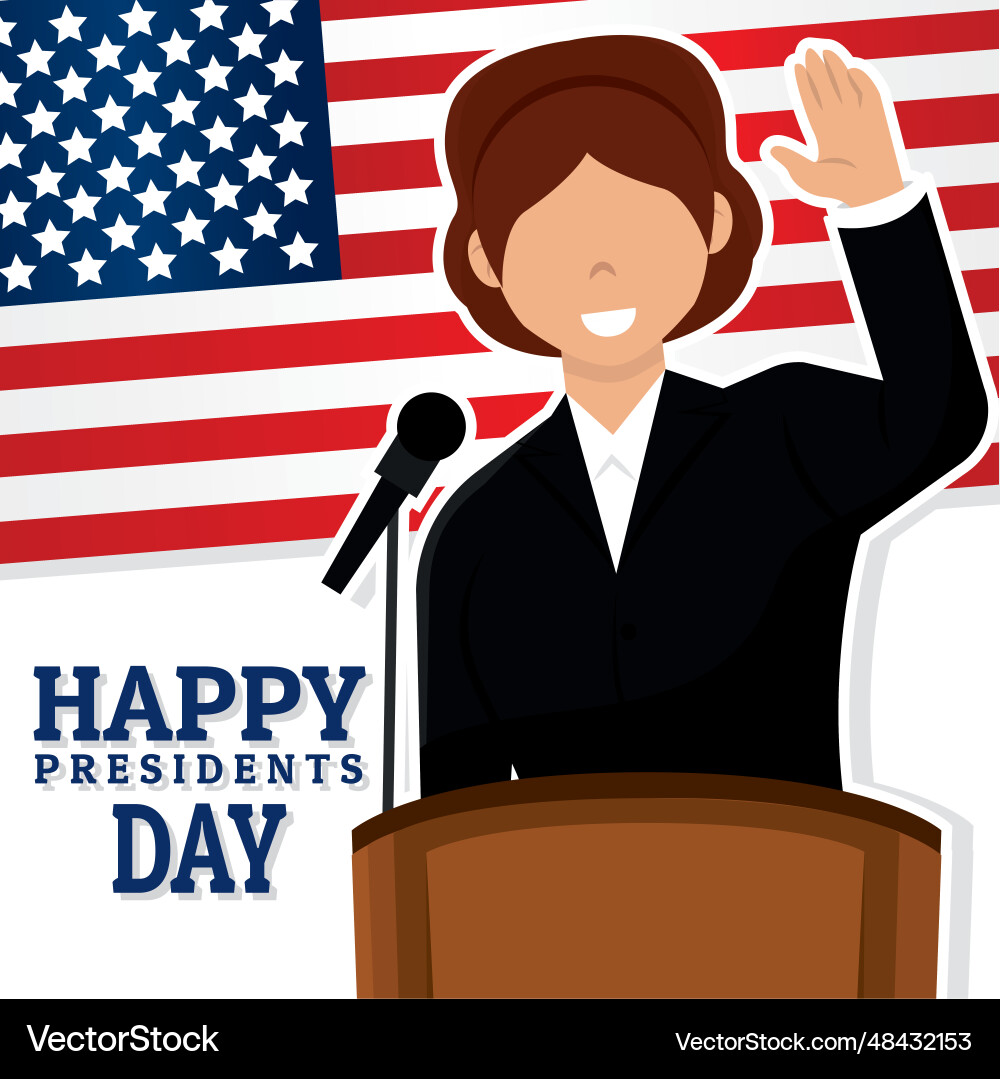 Isolated female president character on dais Vector Image