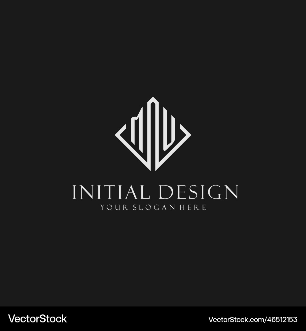 Letter mu logo with rhombus square design style Vector Image