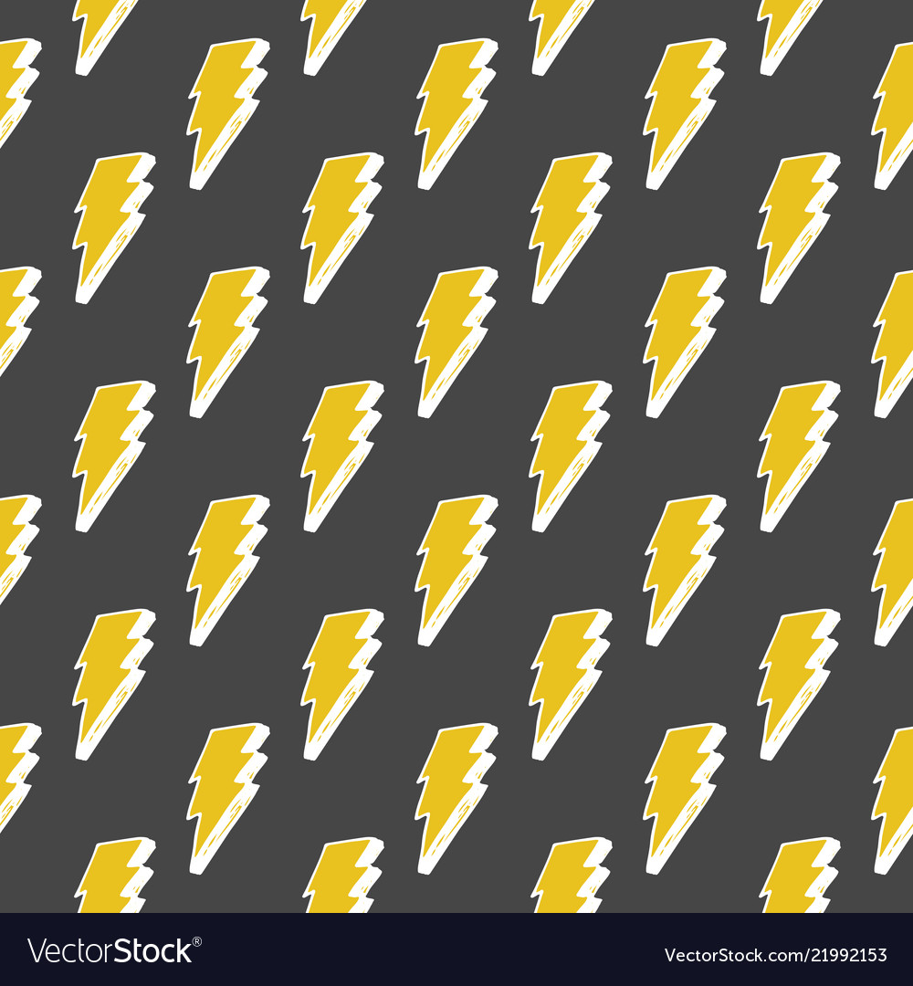 Lightning seamless pattern hand drawn sketched Vector Image