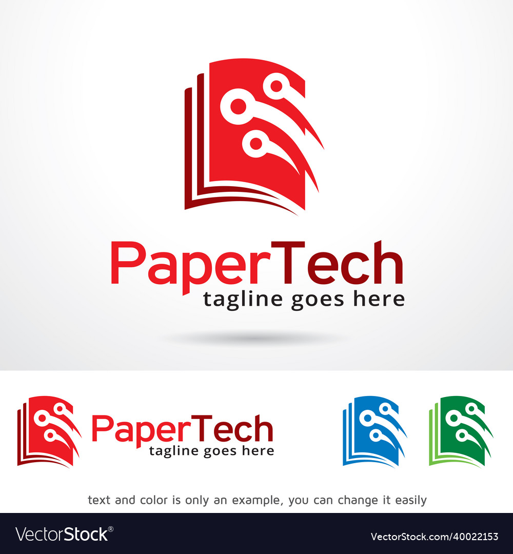Paper tech logo template Royalty Free Vector Image