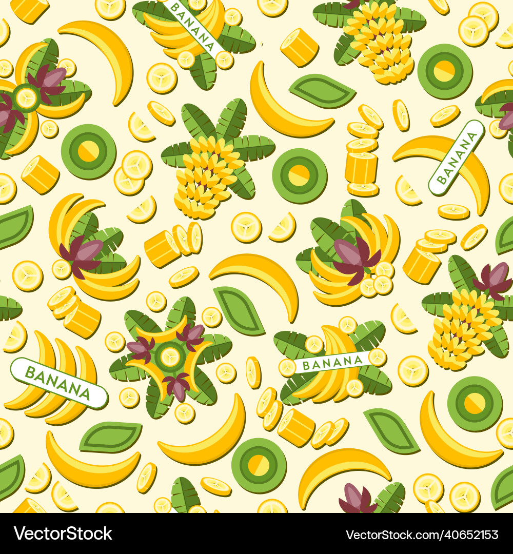 Seamless background with bananas banana badges Vector Image