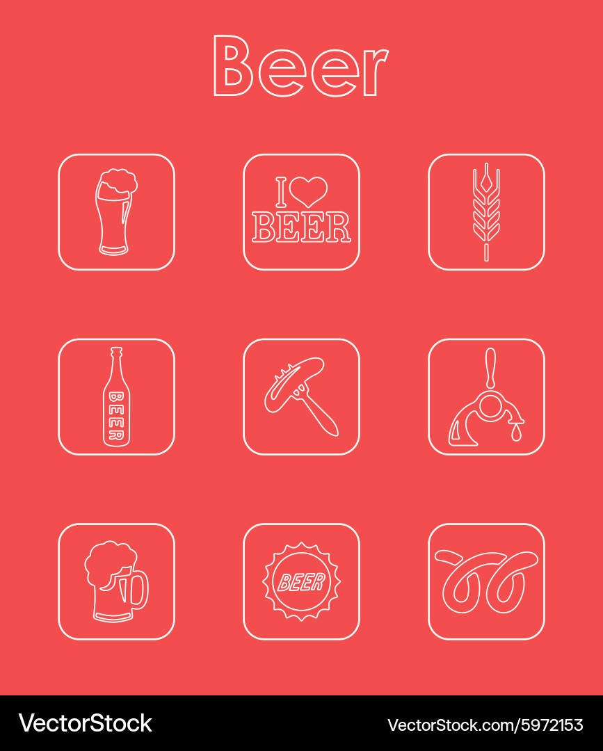 Set of beer simple icons Royalty Free Vector Image