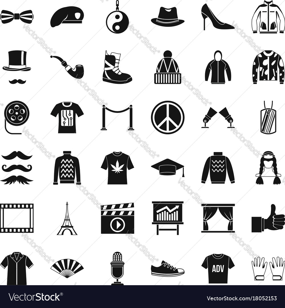 Style icons set simple Royalty Free Vector Image