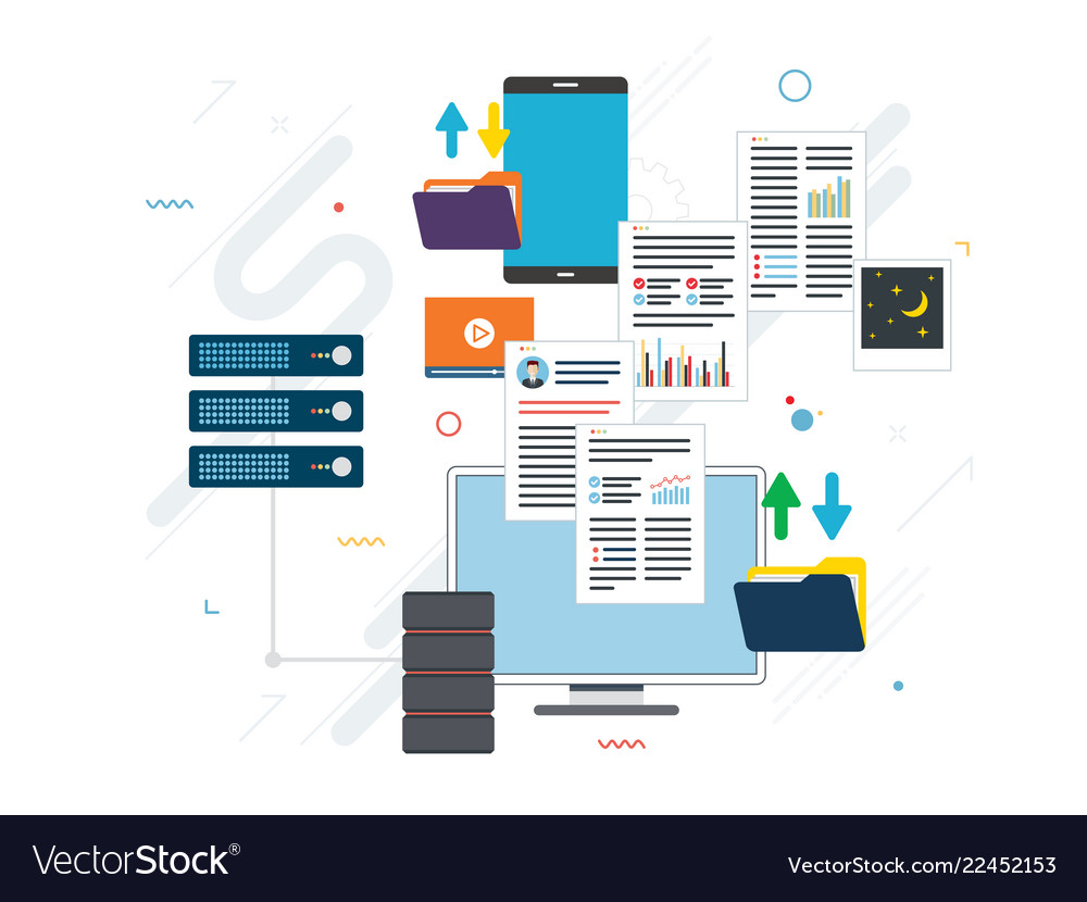 Transfer data between computer and laptop backup Vector Image