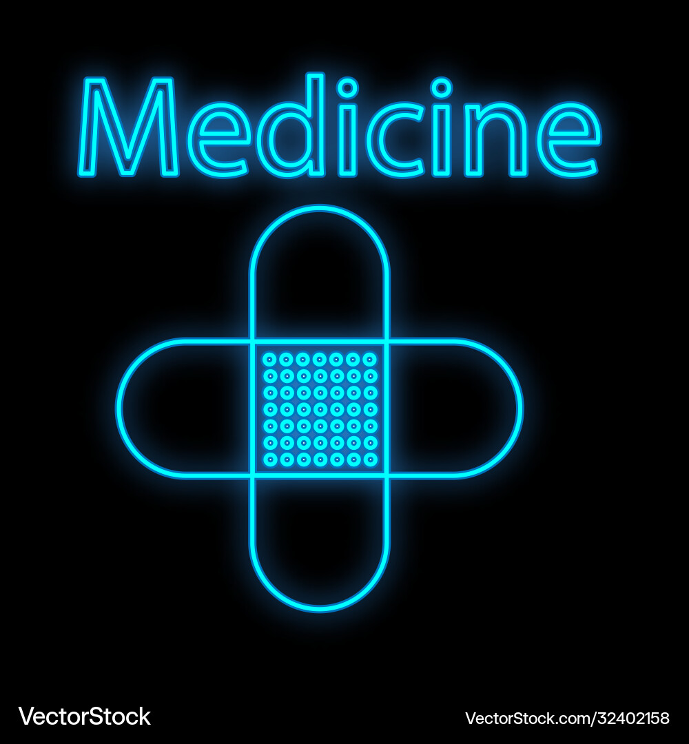 Bright luminous blue medical digital neon Vector Image