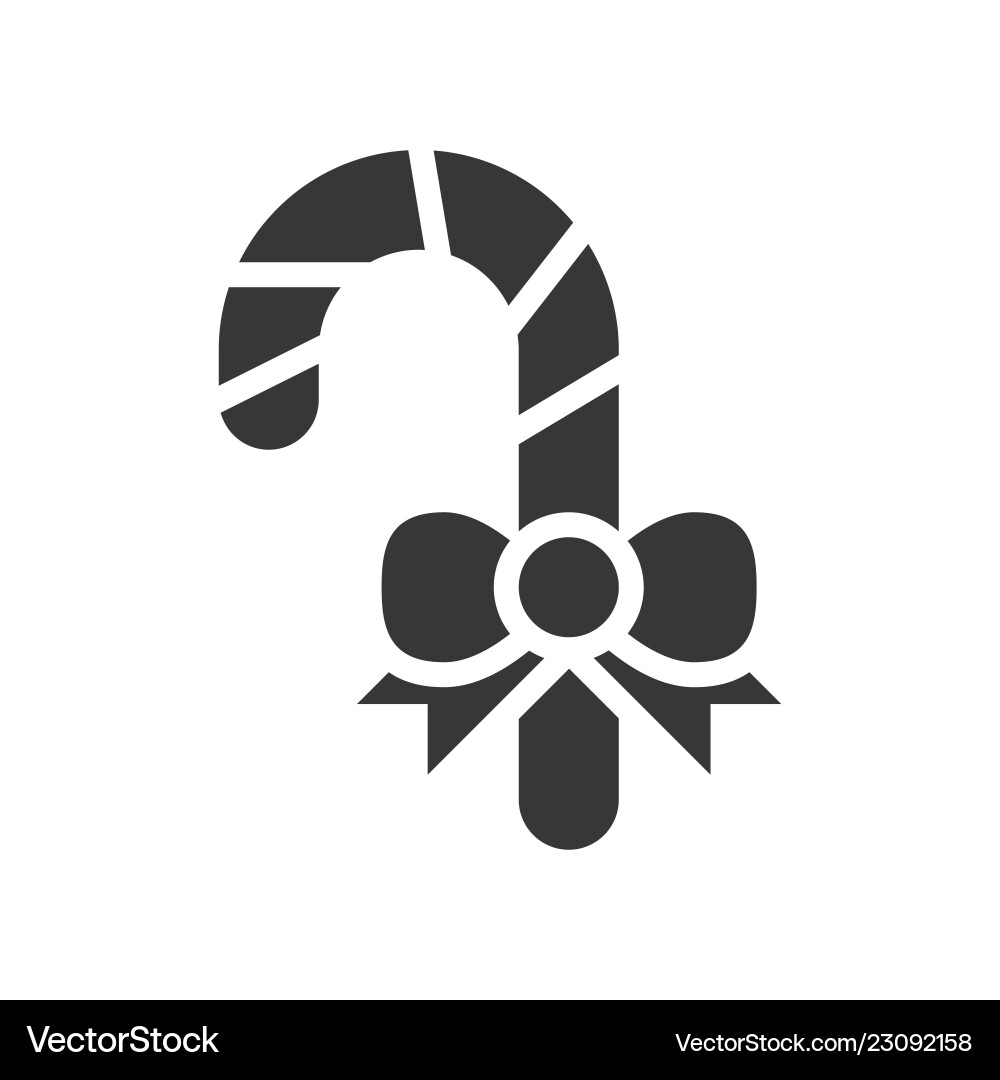 Candy cane christmas related solid style icon Vector Image