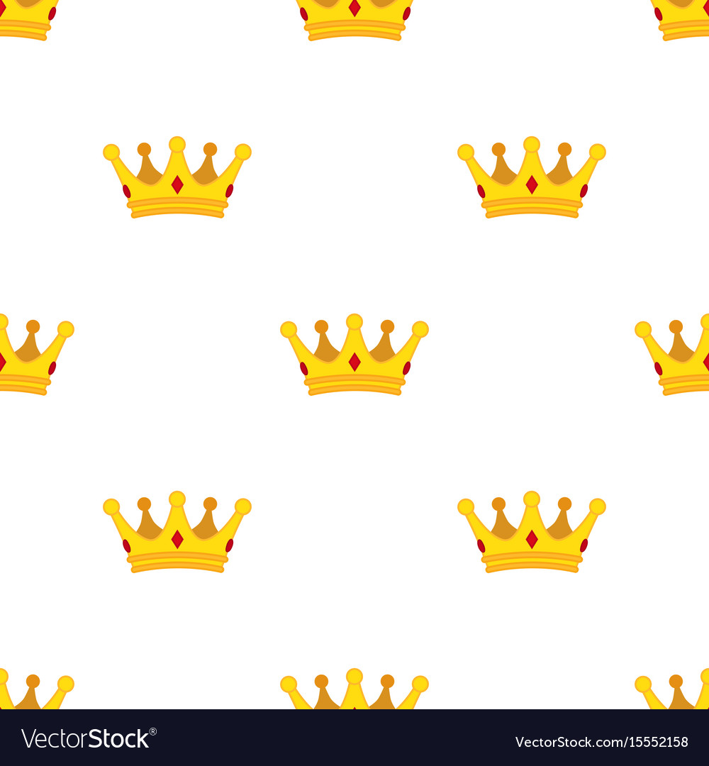 Cartoon crown seamless pattern flat style Vector Image