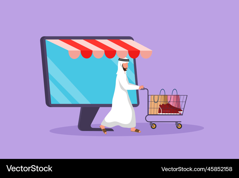 Cartoon flat style drawing arabian man coming out Vector Image