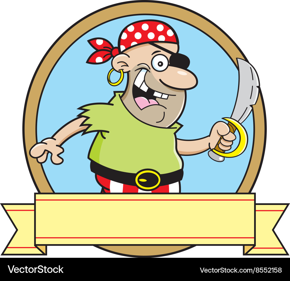 Cartoon of a pirate inside circle w Royalty Free Vector