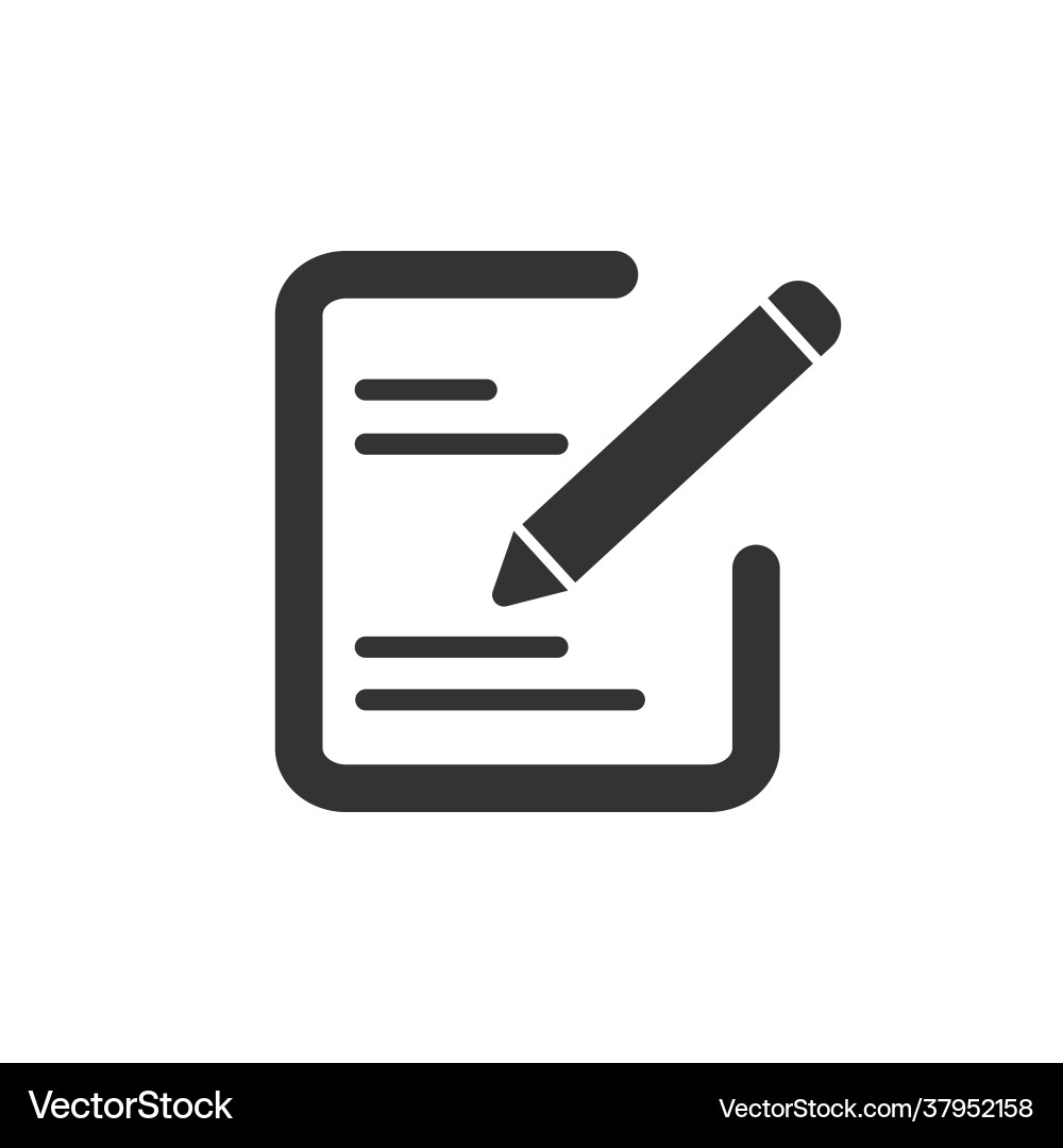 Edit records icon black sign isolated on white Vector Image