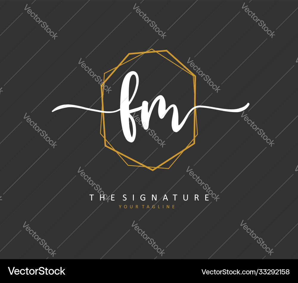 F m fm initial letter handwriting and signature Vector Image