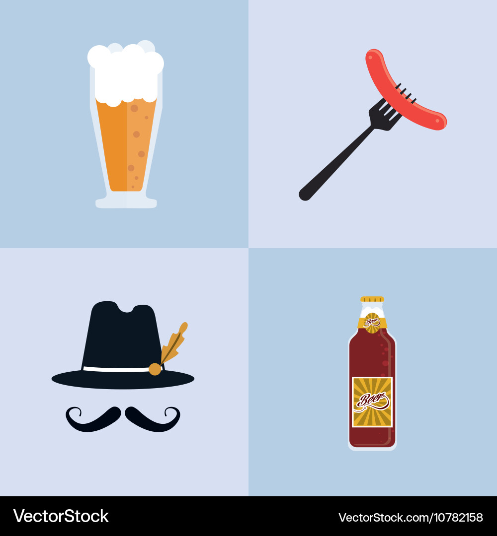 Germany oktoberfest beer icons image Royalty Free Vector