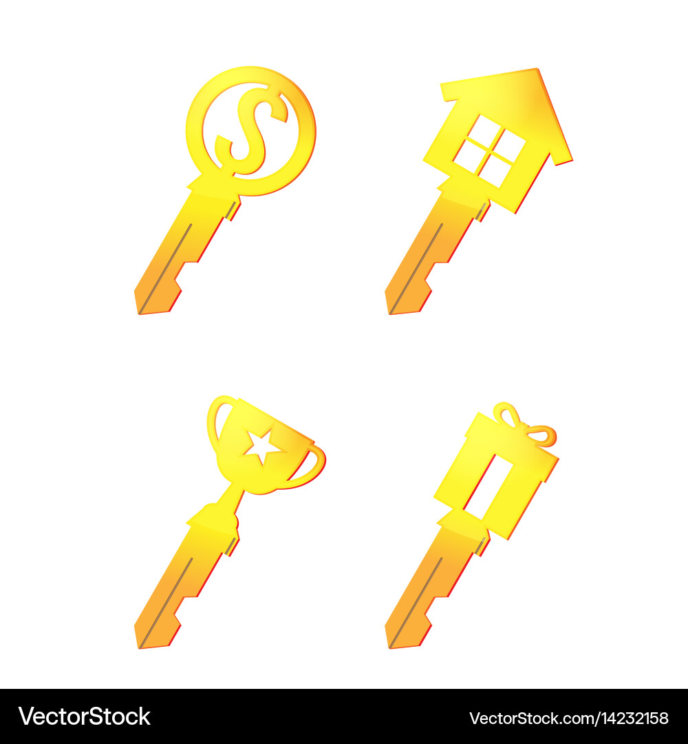 Gold key icon business symbol Royalty Free Vector Image
