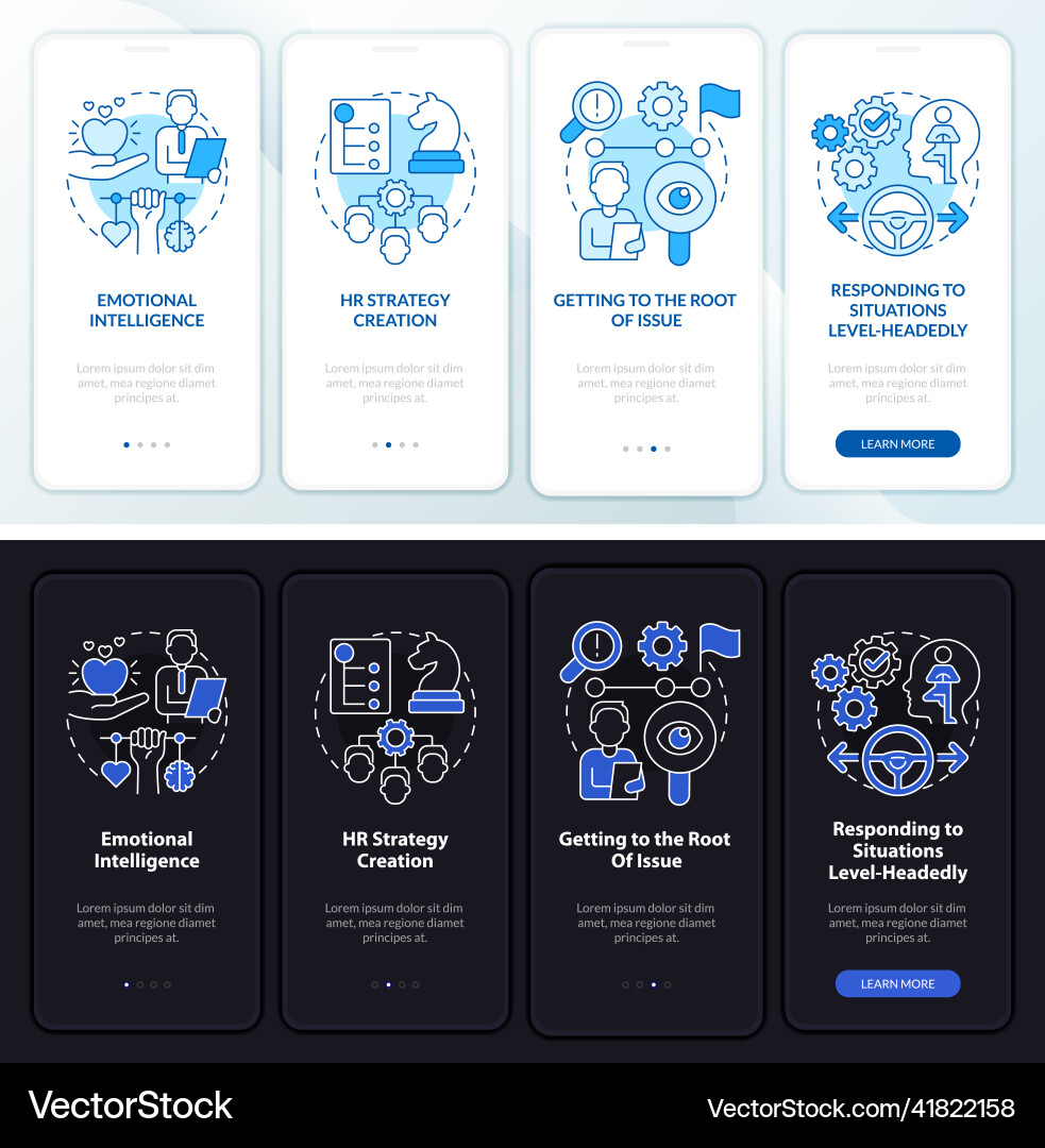 Hr soft skills night and day mode onboarding Vector Image