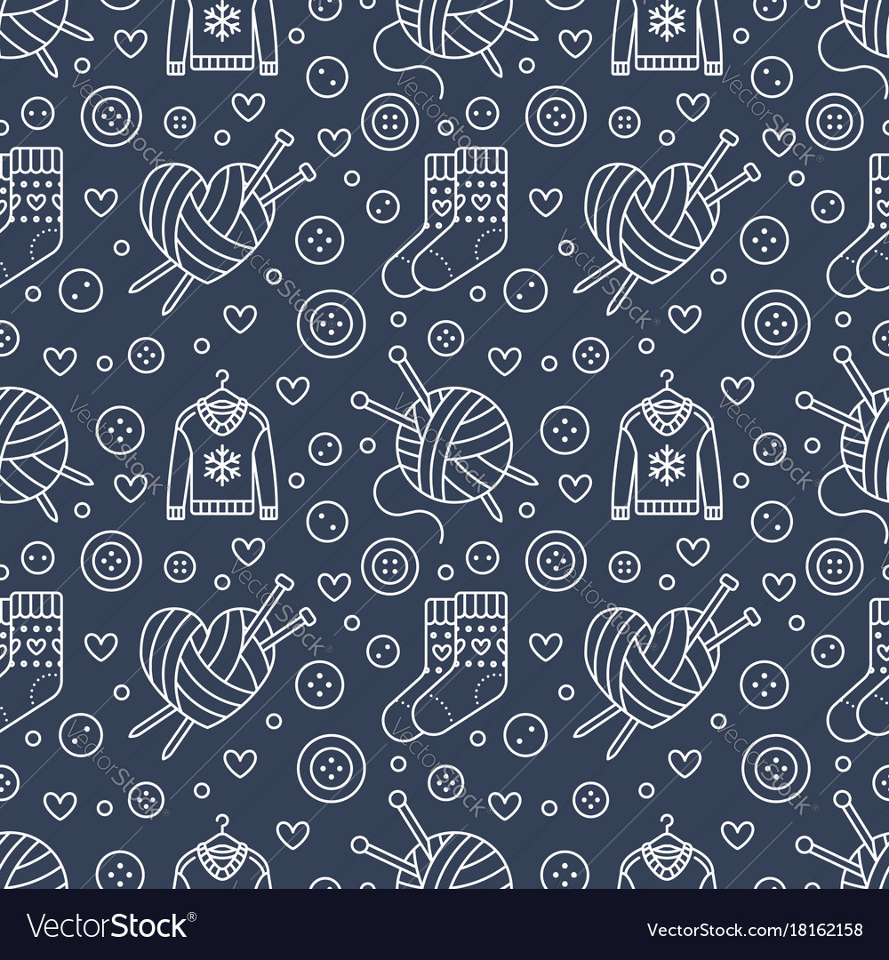 Knitting sewing seamless pattern cute Royalty Free Vector
