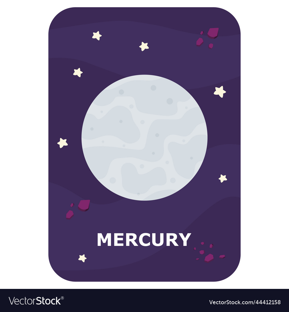 Mercury space flash card english language Vector Image