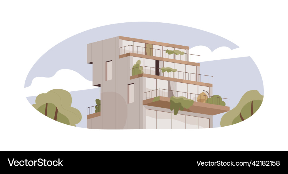 Modern apartment building exterior with terraces Vector Image