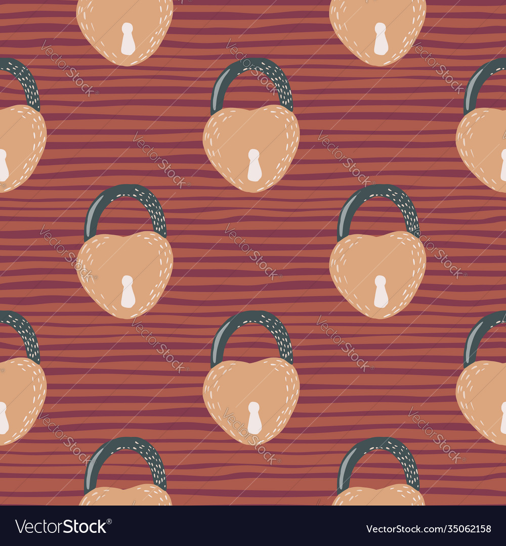 Seamless stylized pattern with orange lock Vector Image