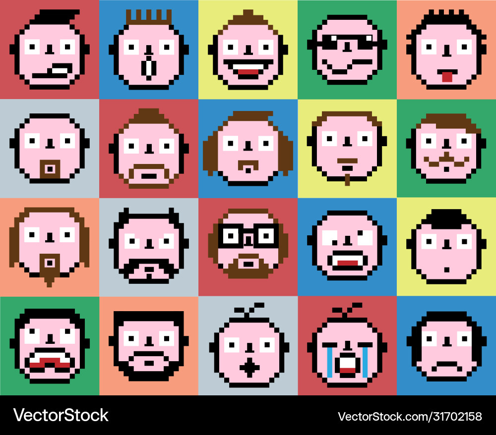 Set emotions emoji face icons Royalty Free Vector Image