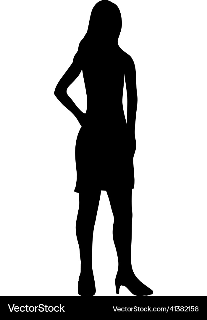 Silhouette of standing female figure pose Vector Image