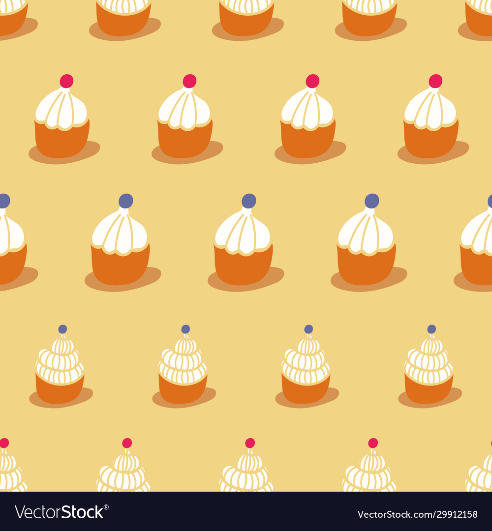 Simple cupcakes seamless pattern Royalty Free Vector Image
