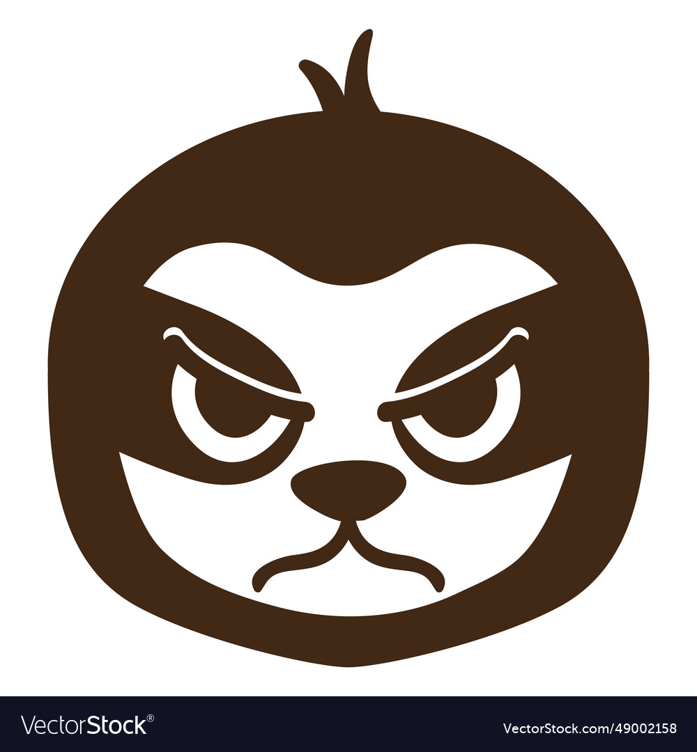 Sloth angry head muzzle flat Royalty Free Vector Image