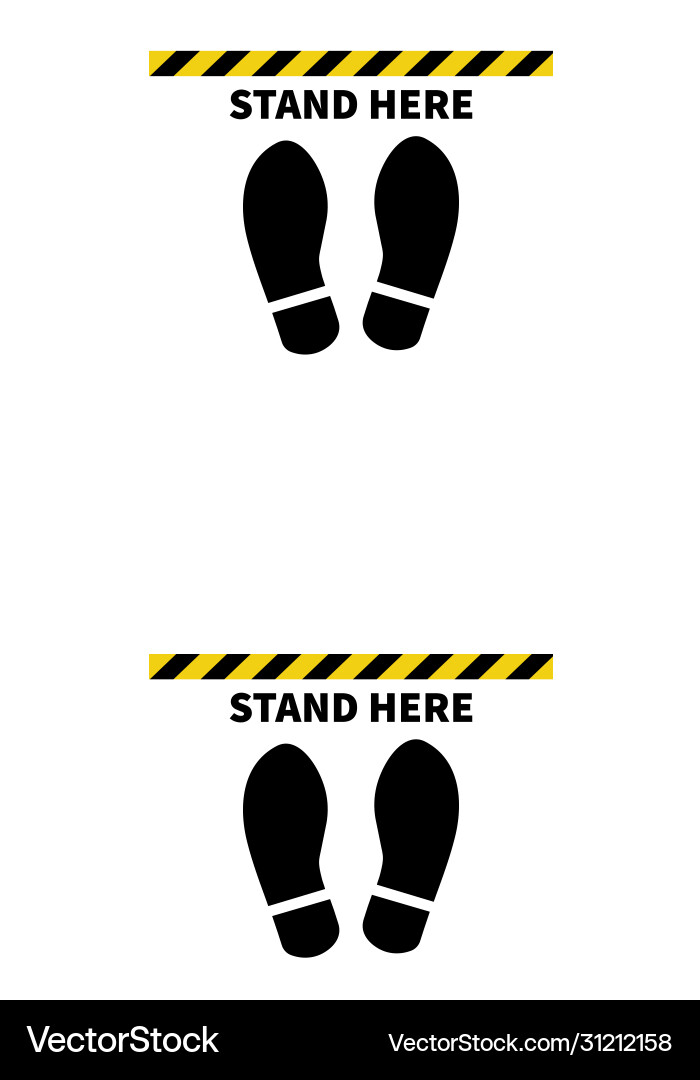 Social distancing footprint sign Royalty Free Vector Image