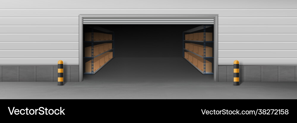 Storehouse opened entrance 3d realistic Royalty Free Vector