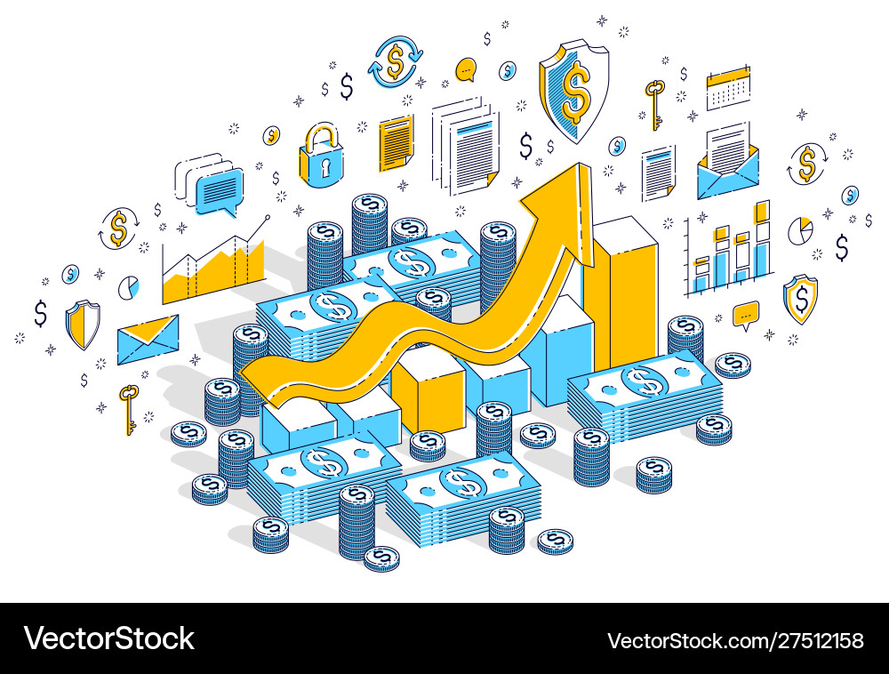 Success and income increase concept growth chart Vector Image