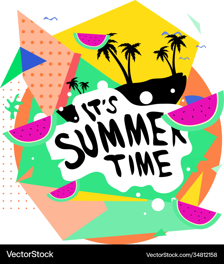 Summer time banner design with white abstract Vector Image